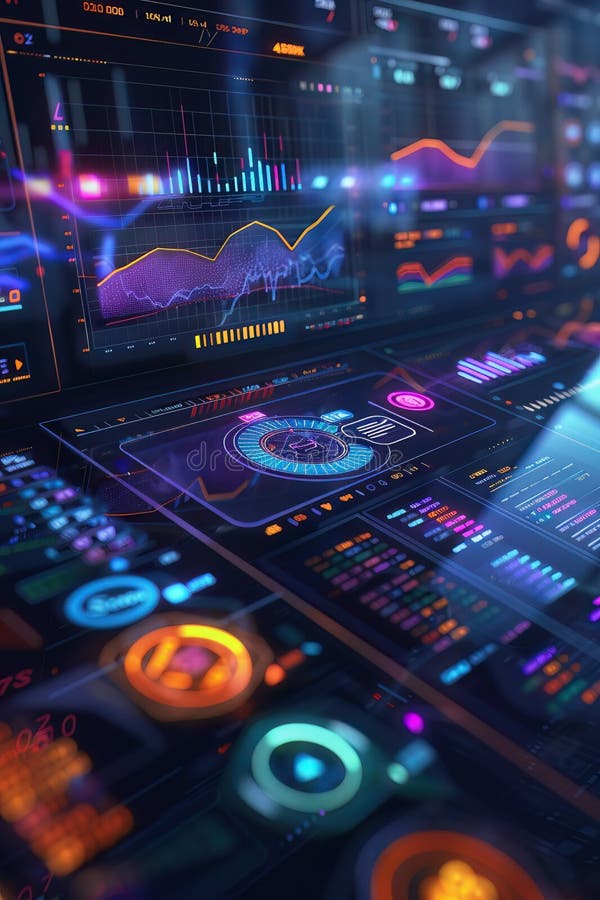 A Futuristic Trading Dashboard with Holographic Displays of Financial ...