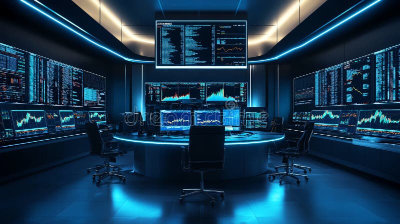 Futuristic Trading Room with Advanced Technology, Generative AI Stock ...