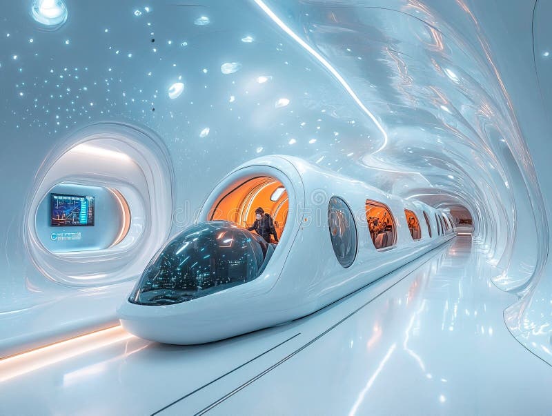 A Futuristic Train Cabin with Sleek, Modern Design and a Control Panel ...