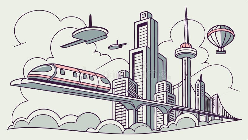 Futuristic Train in City, Urban Transport and Advanced Rail System ...
