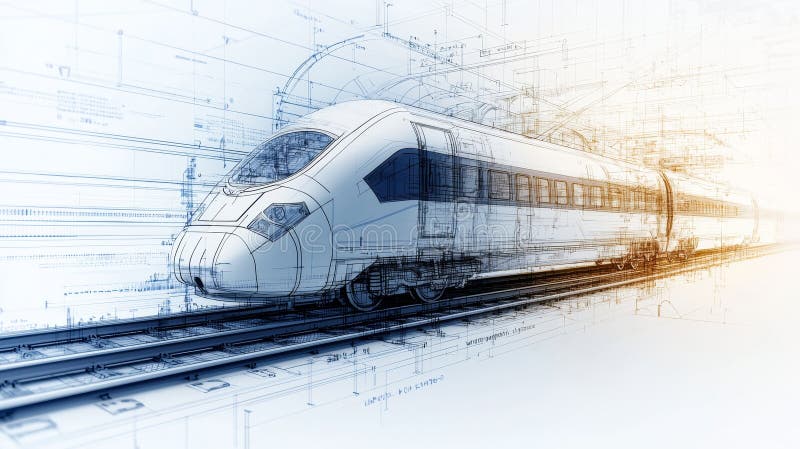 A Futuristic Train Design Set in a Dynamic Architectural Blueprint ...