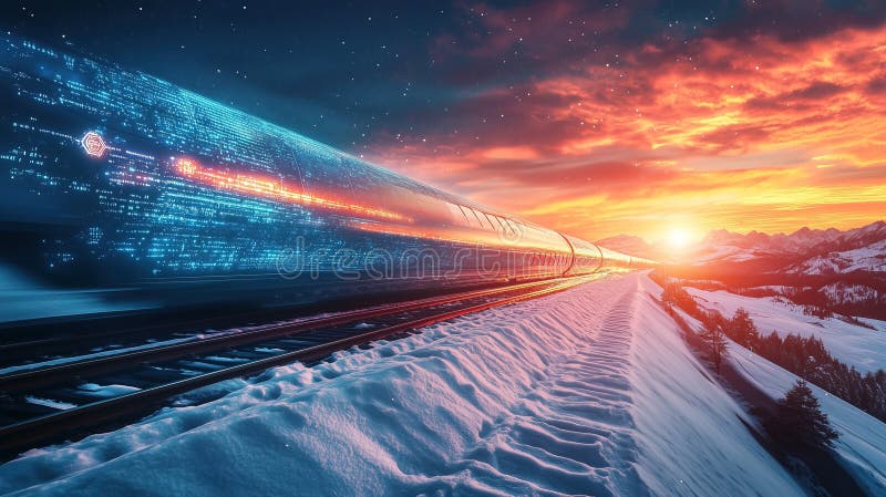 Futuristic Train with Digital Overlay Stock Photo - Image of modern ...