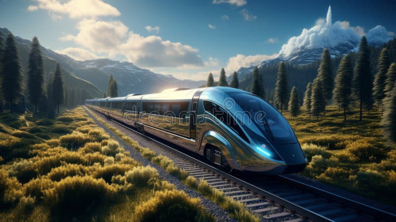 Futuristic Train on Elevated Tree Track: a Hyperrealistic Sci-fi ...
