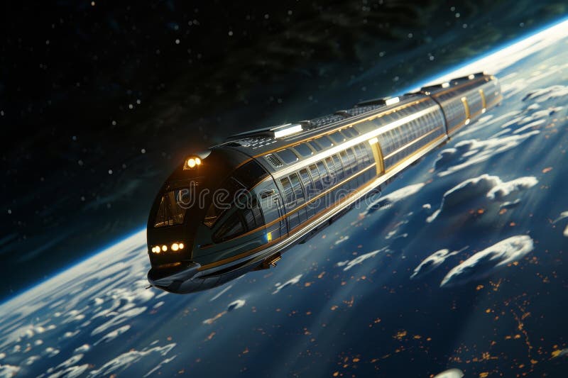 A Futuristic Train is Flying through Space with Generative AI Stock ...