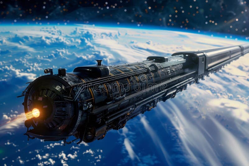A Futuristic Train is Flying through Space with Generative AI Stock ...