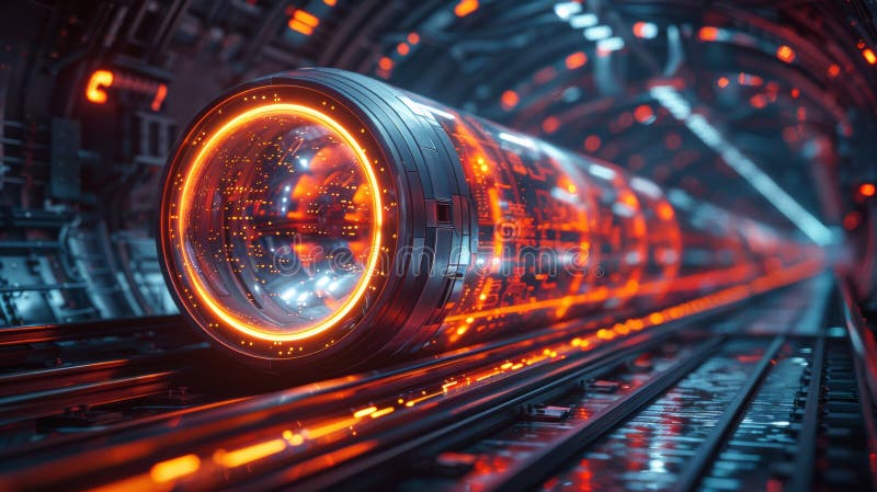 A Futuristic Train with Glowing Lights on the Inside of it, AI Stock ...