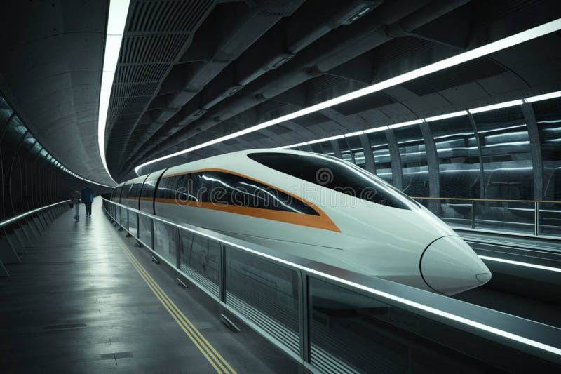 A Futuristic Train or Hyperloop Concept in a High-speed Transit System ...