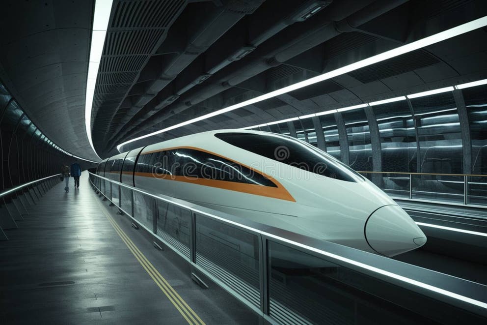 A Futuristic Train or Hyperloop Concept in a High-speed Transit System ...