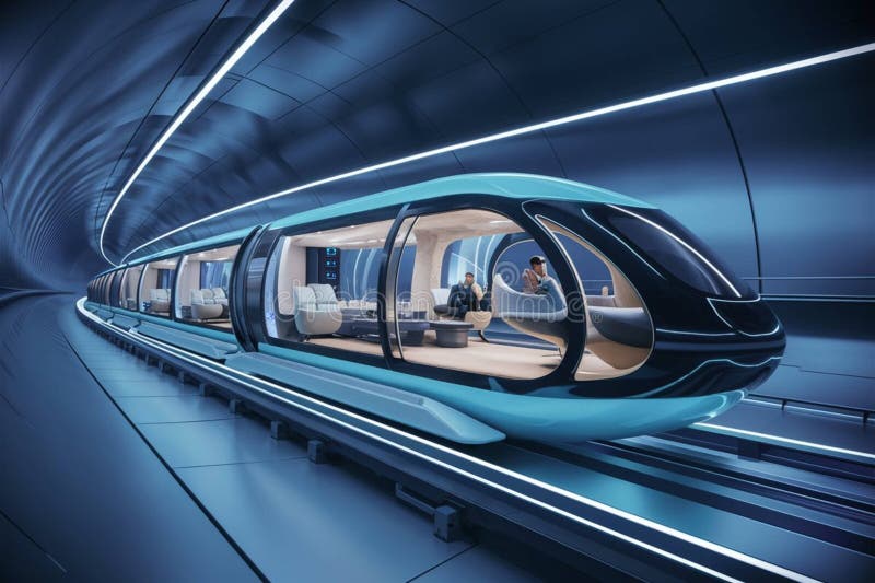 A Futuristic Train or Hyperloop Concept in a High-speed Transit System ...