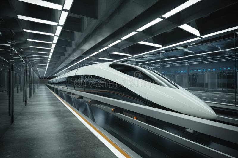 A Futuristic Train or Hyperloop Concept in a High-speed Transit System ...