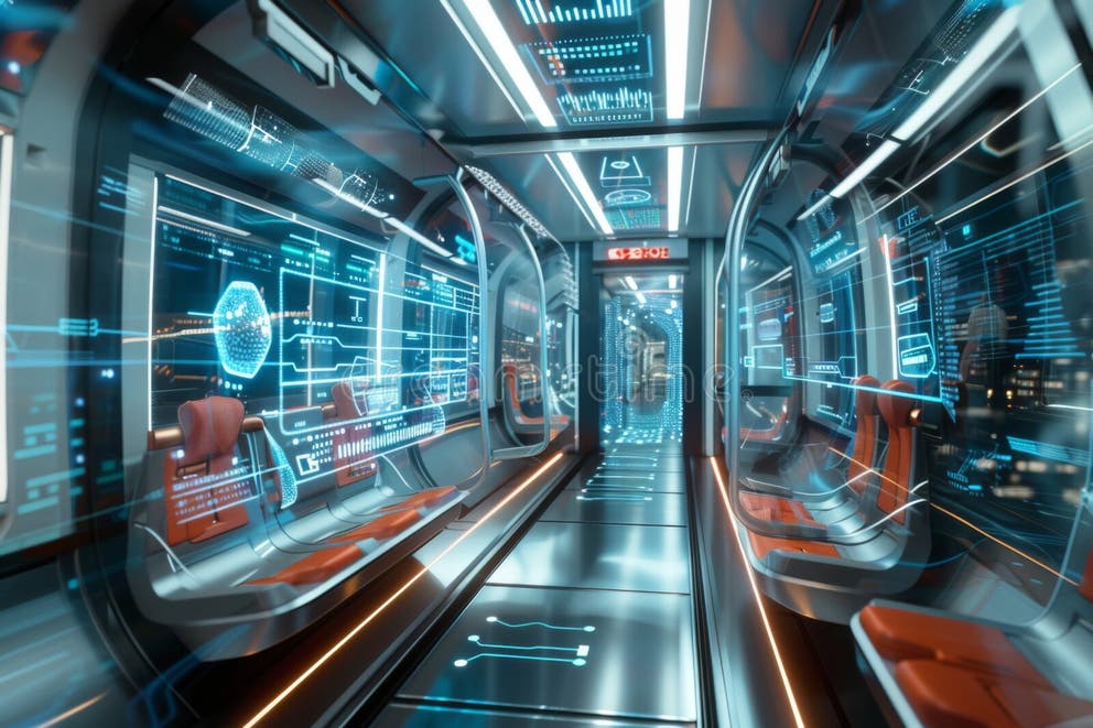 Futuristic Train Interior with Advanced Technology Stock Illustration ...