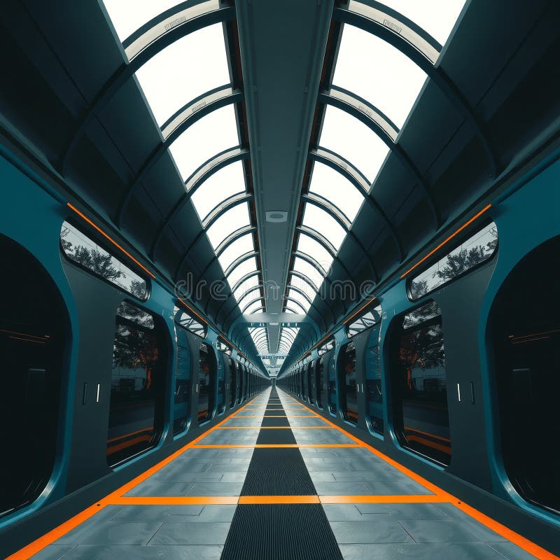Futuristic Train Interior Design Stock Image - Image of system ...