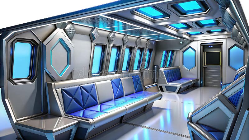 Futuristic Train Interior, Modern Seating, Sci-fi Transport Png ...