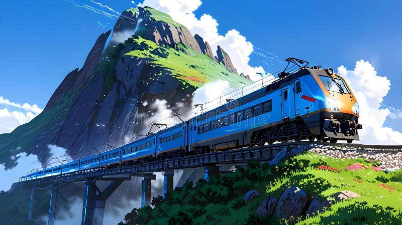 A Futuristic Train Levitating Above the Ground Stock Illustration ...