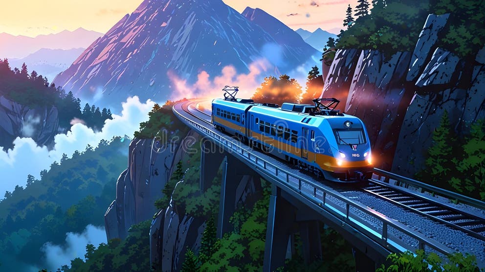 A Futuristic Train Levitating Above the Ground Stock Illustration ...