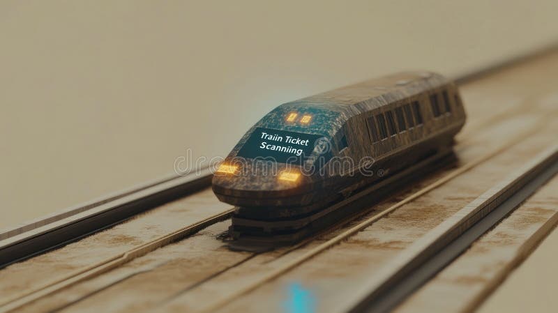 Futuristic Train Model with "Train Ticket Scanning" Text on Its Stock ...