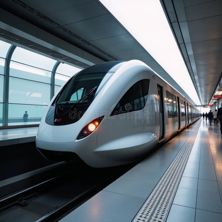 Futuristic Train at Modern Transit Station Architecture Transportation ...