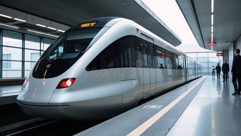 Futuristic Train at Modern Transit Station Architecture Transportation ...