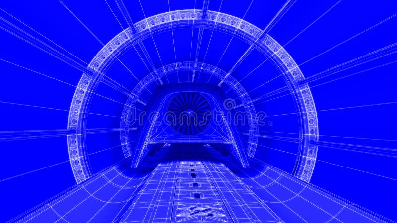 Futuristic Train Module on Magnetic Track, Blueprint Background. 3d ...