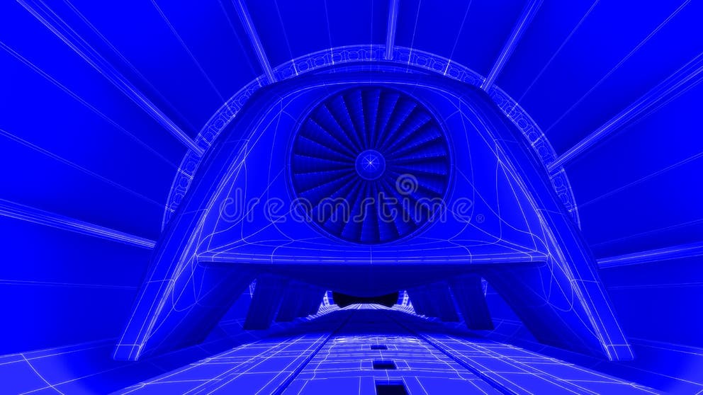 Futuristic Train Module on Magnetic Track, Blueprint Background. 3d ...