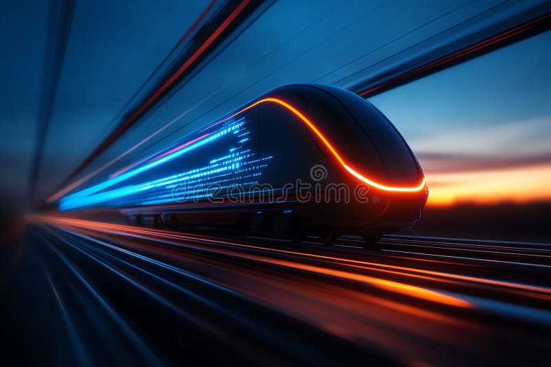 Futuristic Train in Motion, Glowing Lights, Dynamic Motion Blur Stock ...