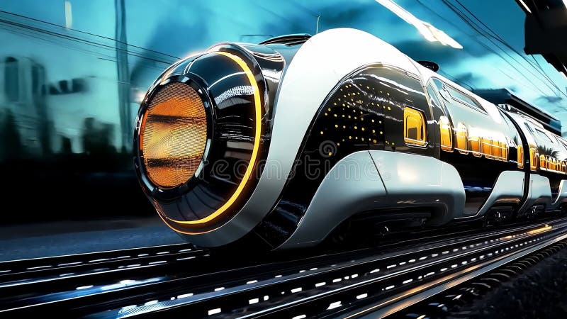A Futuristic Train Traveling through a Tunnel at Night Stock Footage ...