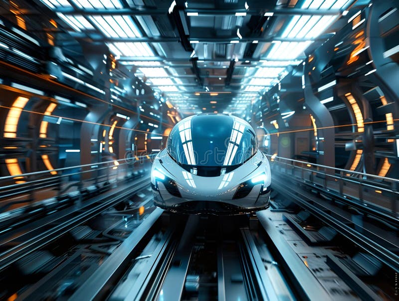 Futuristic Train Speeding through a Modern Metro Tunnel Stock ...