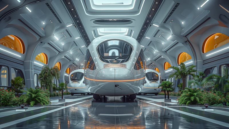 Futuristic Train Station with Advanced Pods Stock Illustration ...