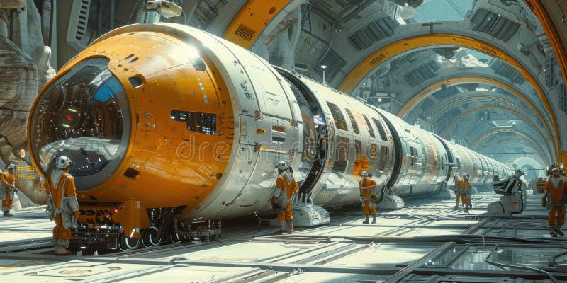 Futuristic Train Station with Bullet Train in Scifi Setting, Showcasing ...