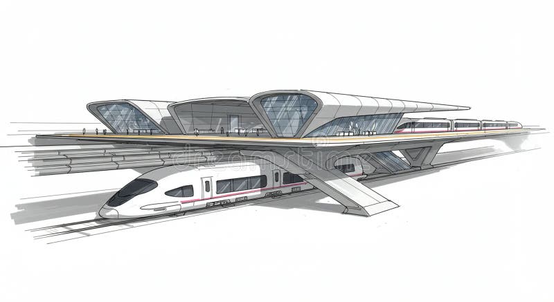 Futuristic Train Station Concept Featuring a Sleek, Aerodynamic Design ...