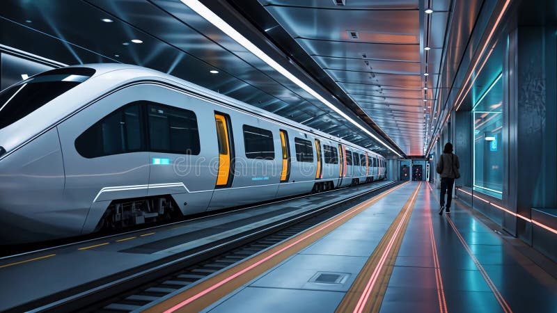 A Futuristic Train Station Featuring a HighSpeed Train for Modern ...