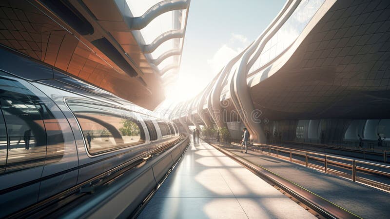 Futuristic Train Station Illuminated by Natural Light. AI-generated ...