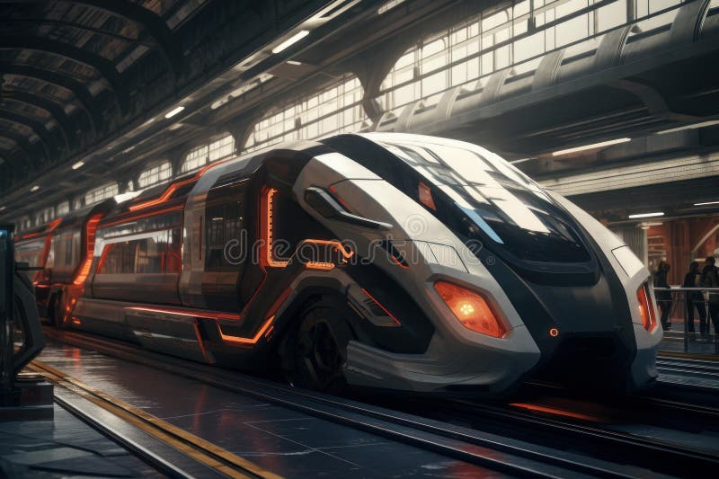 Futuristic Train Station with Modern High-speed Train Stock ...