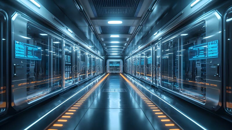 Futuristic Train Station Modern Metro Digital Interface High-tech ...