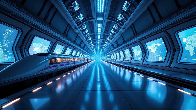 A Futuristic Train Station Platform with a Sleek, Modern Design. Stock ...
