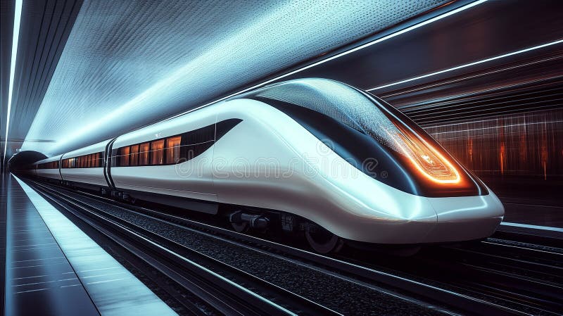 A Futuristic Train Station with Sleek Architecture and Holographic ...