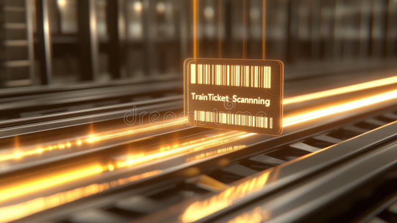 Futuristic Train Ticket Scanning System on Tracks Stock Illustration ...