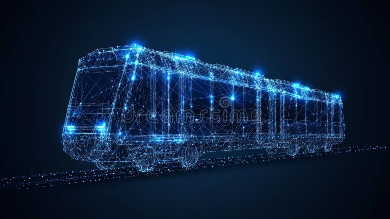 Futuristic Train Transportation Rendering with Glowing Points and Lines ...