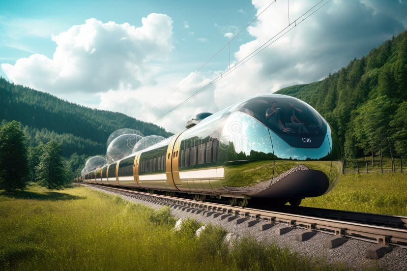 Futuristic Train Traveling on Magnetic Levitation Tracks Stock Photo ...