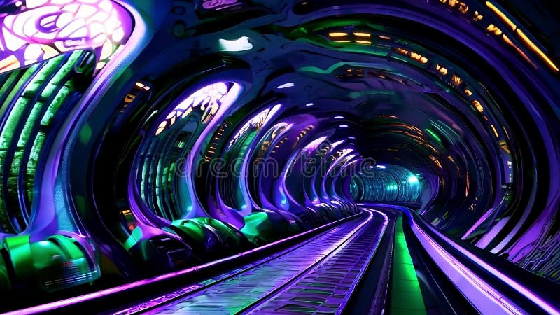 A Tunnel with a Train Going through it at Night Stock Footage - Video ...