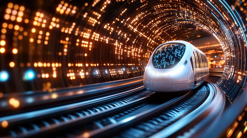 Futuristic Train Tunnel stock image. Image of electrified - 356659393