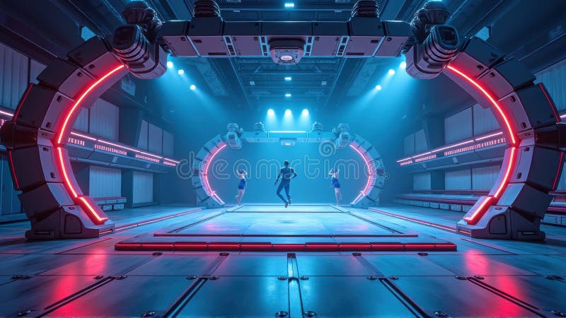 Futuristic Trampoline Training Facility Stock Illustration ...