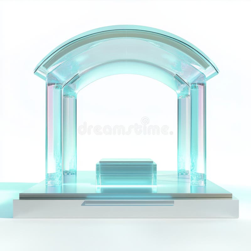 A Futuristic, Translucent Arch Structure with a Pedestal, Suggesting a ...