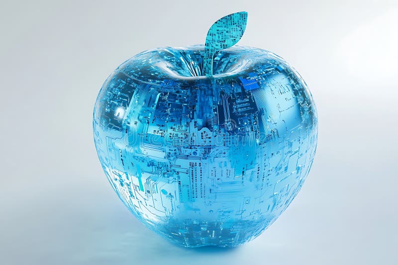 Futuristic Transparent Apple with Circuit Board Design Technology ...