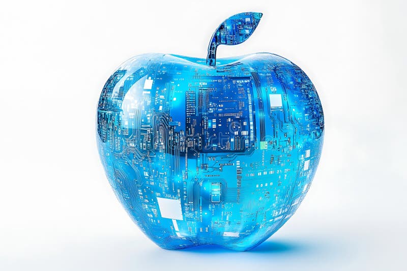 Futuristic Transparent Apple with Circuit Board Design Technology ...