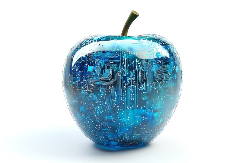 Futuristic Transparent Apple with Circuit Board Inside - Technology ...