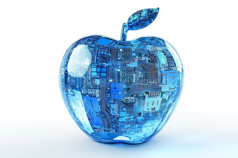 Futuristic Transparent Apple with Circuit Board Inside - Technology ...