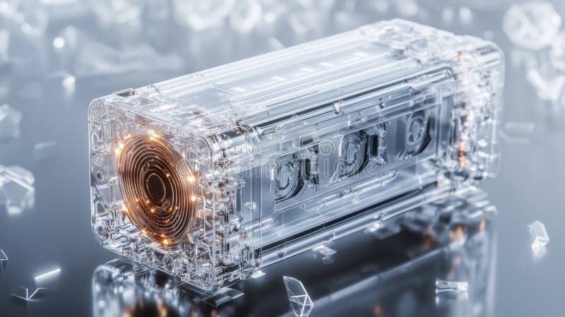 A Futuristic Transparent Battery Displaying Intricate Designs and ...