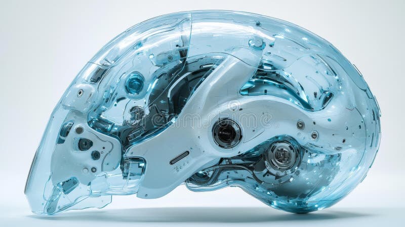 Futuristic Transparent Brain Model with Mechanical Components Generative AI Stock Illustration ...