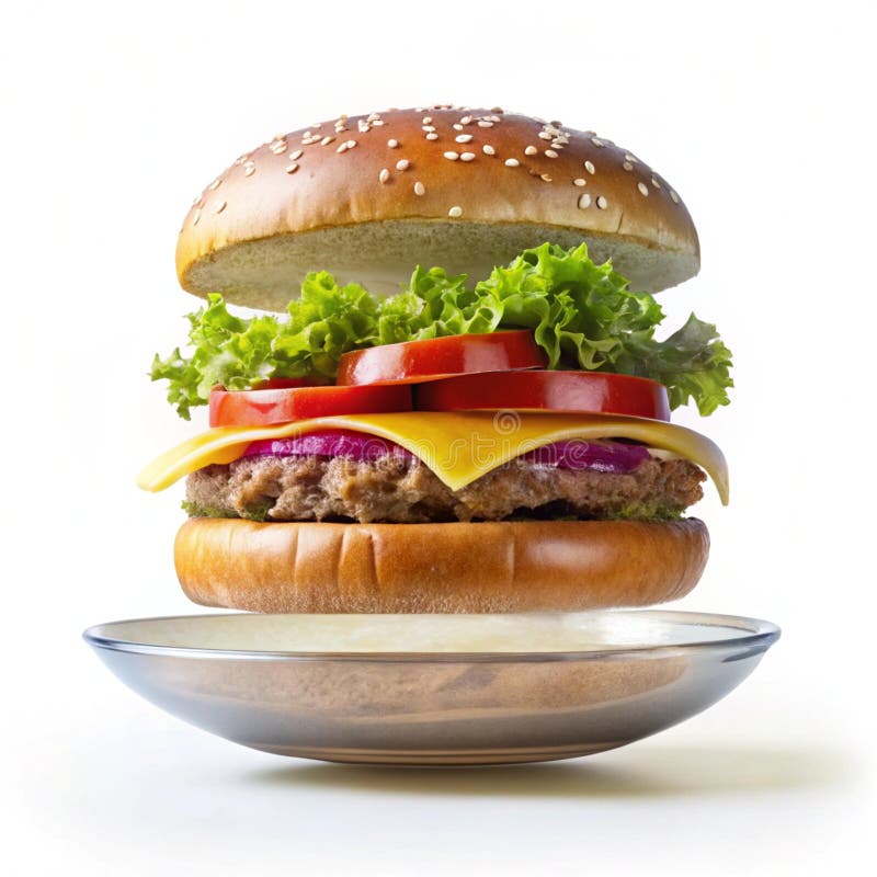 Levitating Transparent Burger with Rotating Layers Stock Illustration ...